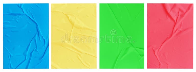 Set of Wrinkled Paper Templates. Wet Blank Paper for Poster and Text ...