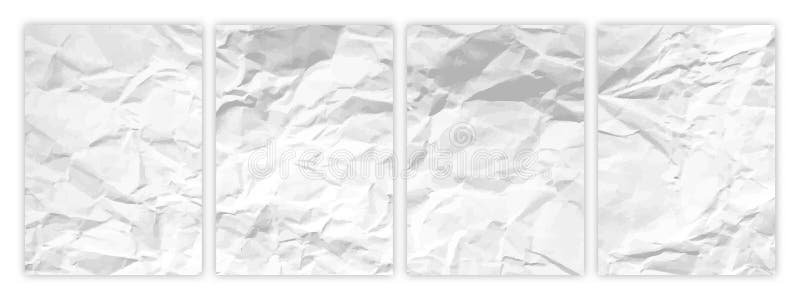 Set of A4 Pages Crumpled Paper Stock Vector - Illustration of isolated ...