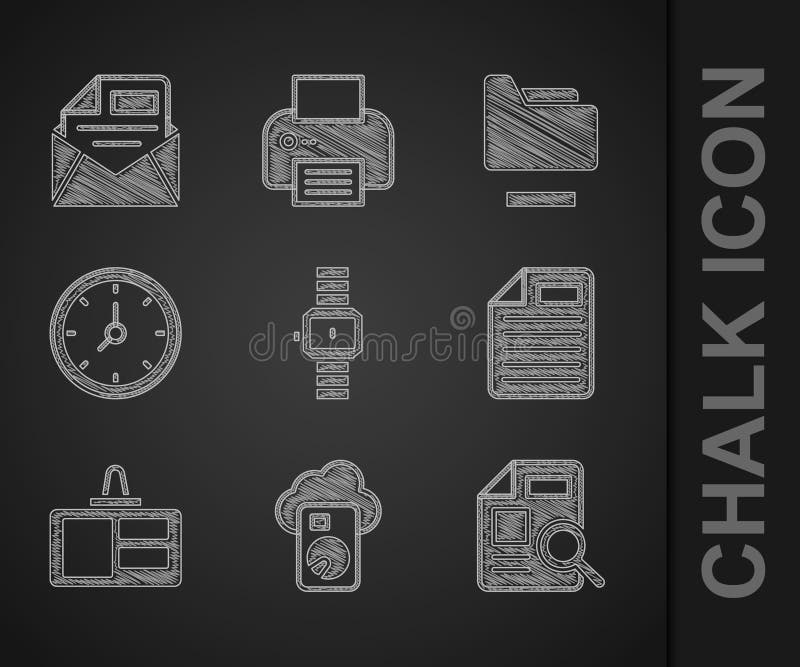 Set Wrist Watch, Cloud Database, Document with Graph Chart, File ... Set Wrist Watch, Cloud Database, Document with Graph Chart, File ...