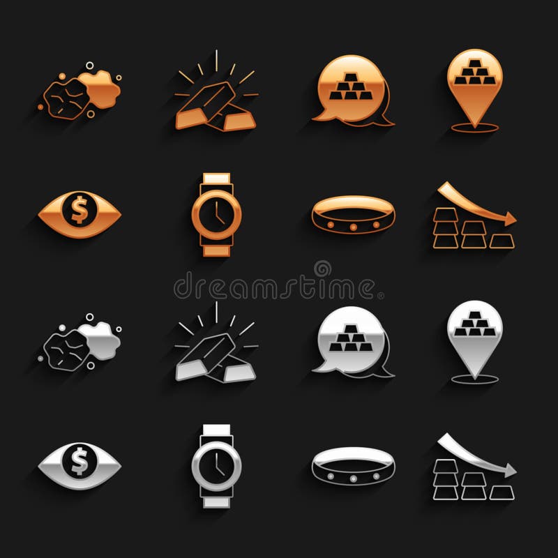 Set Wrist Watch, Gold Bars, Falling Arrow with Gold, Ring, Eye Dollar ...