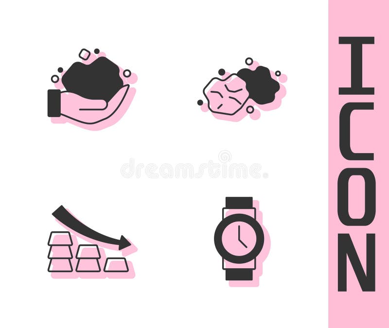 Set Wrist Watch, Gold Nugget, Falling Arrow with Gold Bars and Icon ...