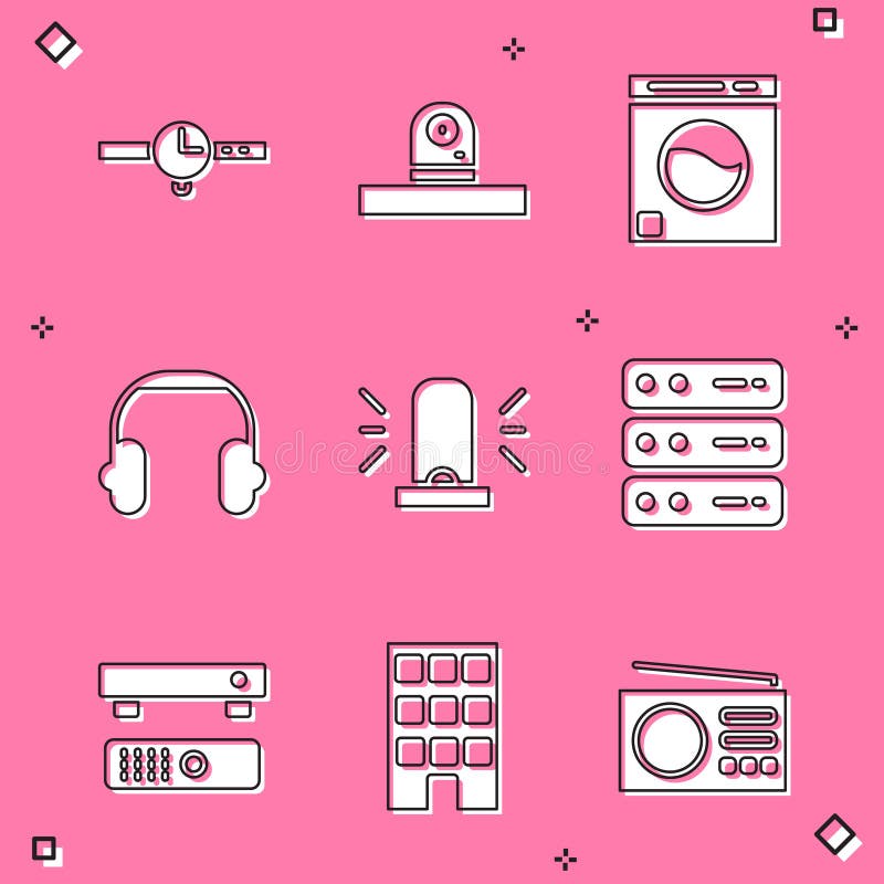 Set Wrist Watch, Security Camera, Washer, Headphones, Flasher Siren ... Set Wrist Watch, Security Camera, Washer, Headphones, Flasher Siren ...