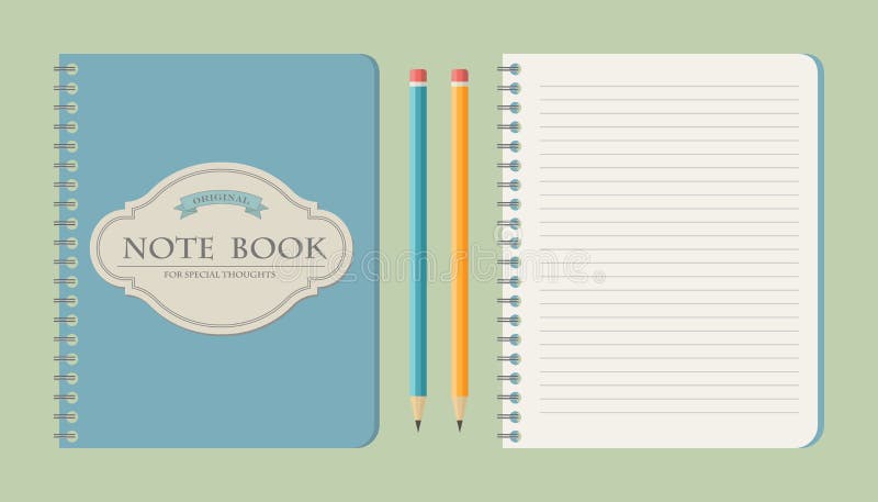 Set of Write Papers, Pencils and and Note Books Stock Illustration ...