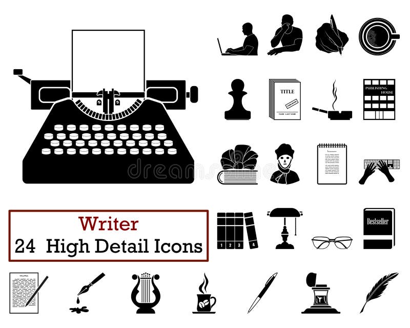 Set of 24 Writer Icons stock vector. Illustration of message - 71798752