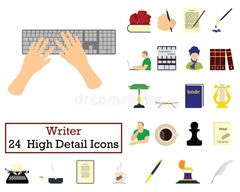 Set of 24 Writer Icons stock vector. Illustration of message - 77296848
