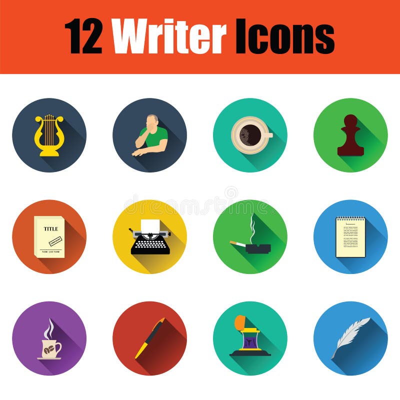 Set of 24 Writer Icons stock vector. Illustration of message - 71798752
