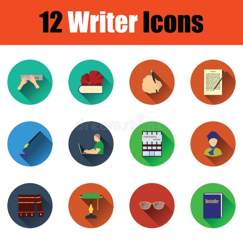 Set of writer icons stock vector. Illustration of retro - 69739981