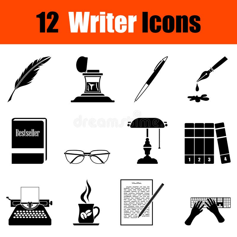 Set of writer icons stock vector. Illustration of retro - 69739981
