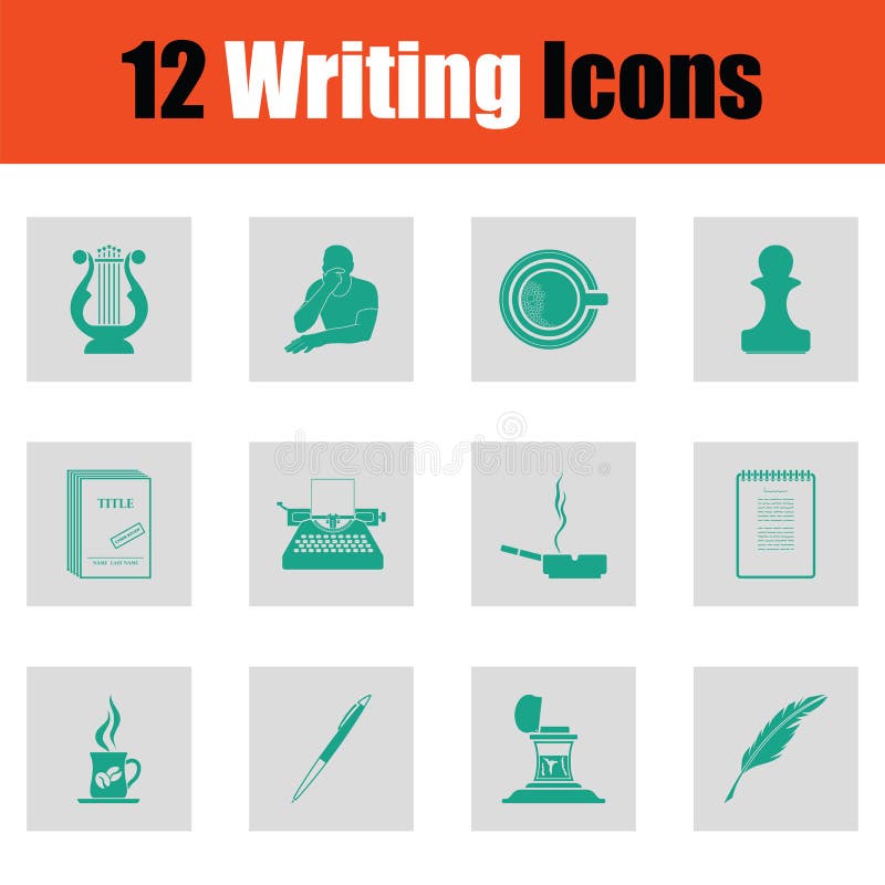 Set of writer icons stock vector. Illustration of retro - 69739981