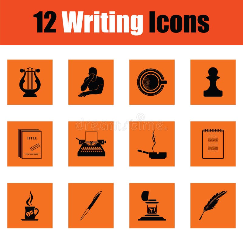 Set of writing icons stock vector. Illustration of notebook - 94064024