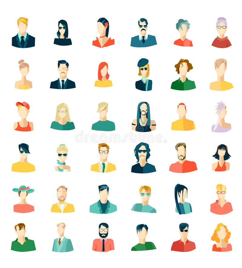 Set Wth Avatars, Flat Design Stock Vector - Illustration of avatar ...
