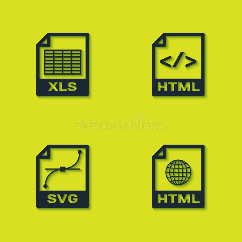 Set Xls File Document Html Svg E Icono. Vector Ilustración del Vector ... Set Xls File Document Html Svg E Icono. Vector Ilustración del Vector ...