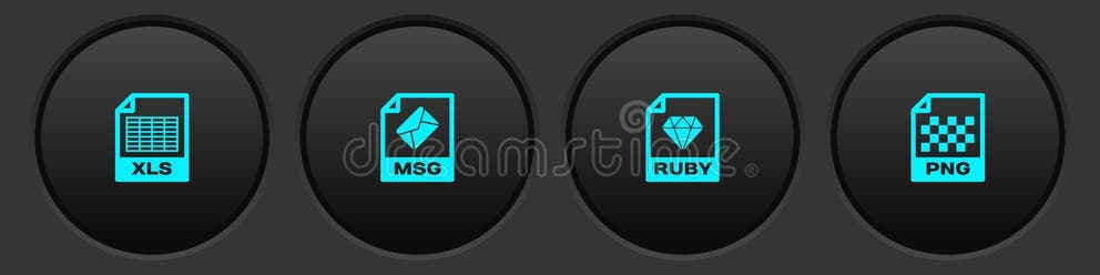 Set Xls File Document Msg Ruby And Png Icon Vector Stock Vector