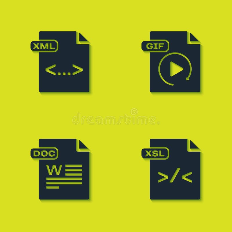 Set Xml File Document Xsl Doc And Icon Vector Stock Vector