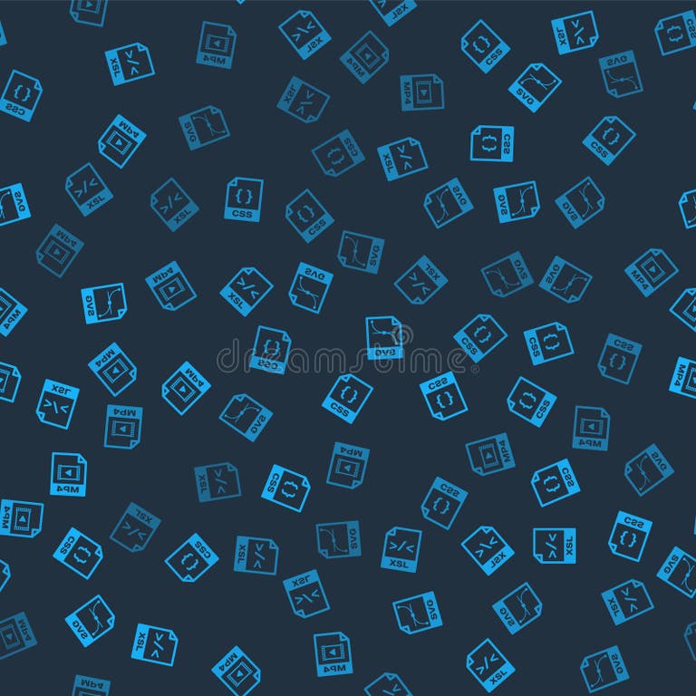 Set Xsl File Document Css Svg And Mp4 On Seamless Pattern Vector