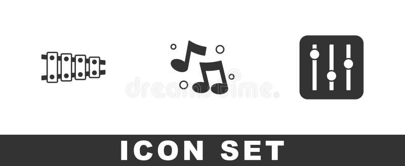 Set Xylophone, Music Note, Tone and Sound Mixer Controller Icon. Vector ...