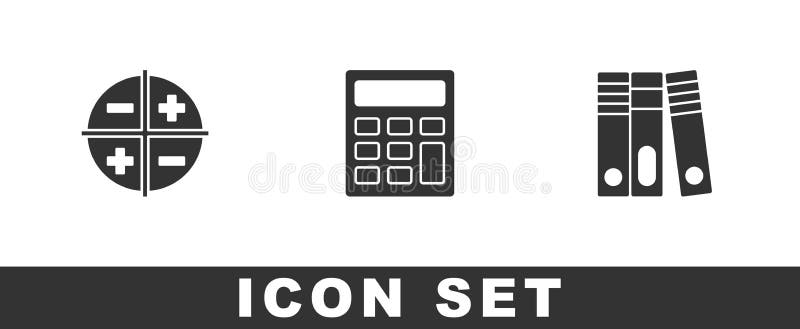 Set Xyz Coordinate System Calculator And Office Folders Icon Vector