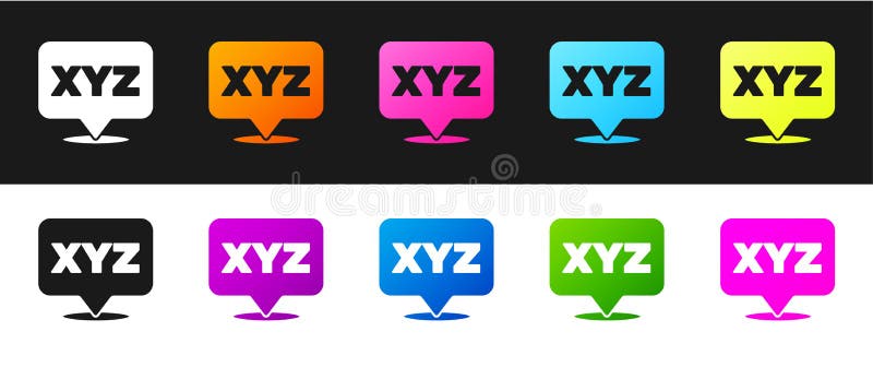Set XYZ Coordinate System Icon Isolated on Black and White Background ...