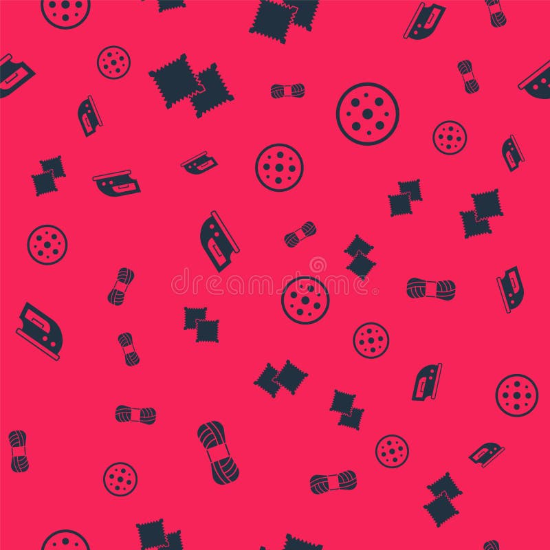 Set Yarn, Textile Fabric Roll, Electric Iron and Sewing Button on ...