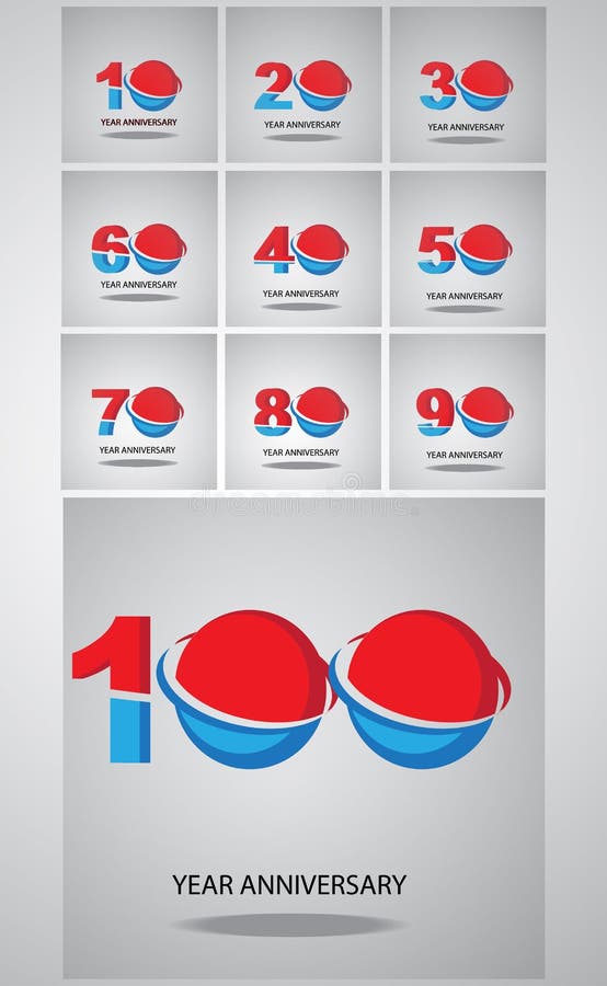 Set Year Anniversary Logo Vector Template Design Illustration Stock ...
