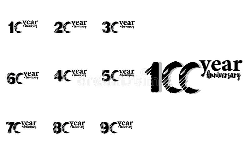 Set Year Anniversary Logo Vector Template Design Illustration Black and ...
