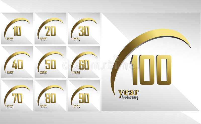 Set Year Anniversary Logo Vector Template Design Illustration Gold and ...