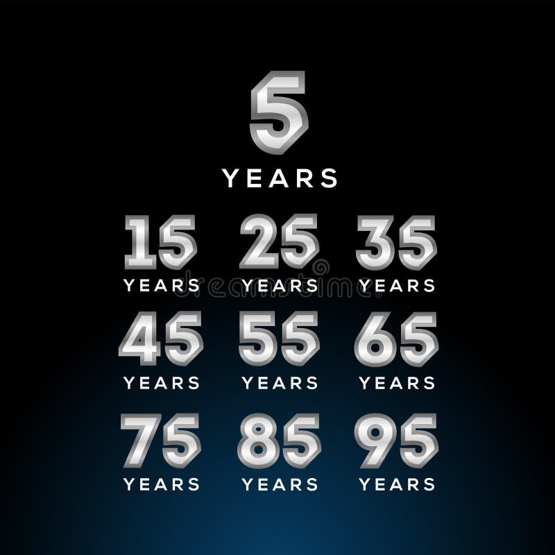 Set Years Anniversary White Number Vector Design Stock Vector ...