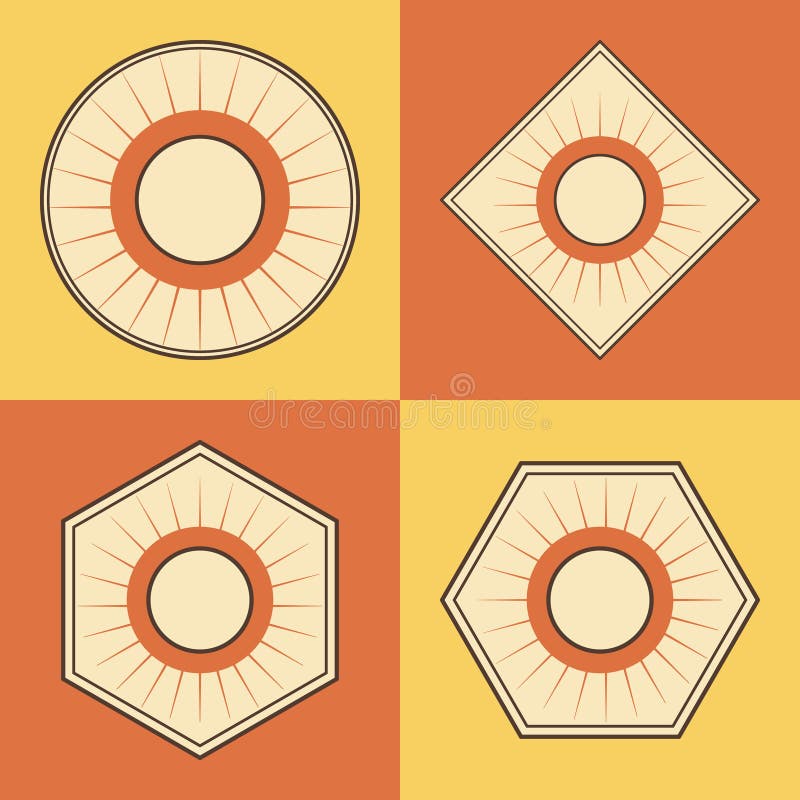 Set of Yellow Abstract Geometric Vintage Shape Flat Design Stock Vector ...