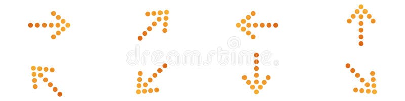 Set of Yellow Arrows in Different Directions Vector. Set of Yellow-hot ...