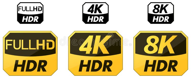 Set of Yellow and Black HDR Icons. HD, 4k and 8k Version Stock Vector ...