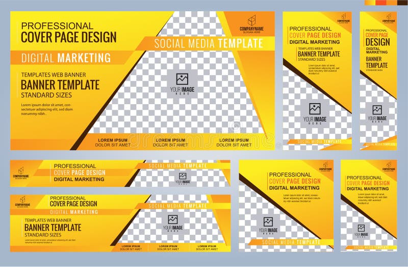Set of Yellow and Black Web Banners Templates Stock Vector ...