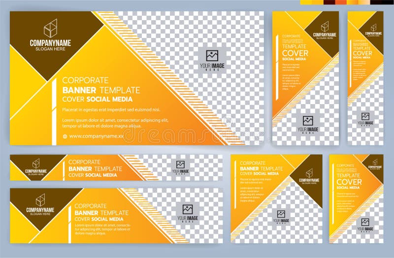 Set of Yellow and Black Web Banners Templates Stock Vector ...