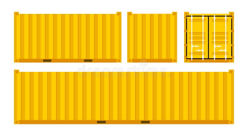 Set Yellow Cargo Containers. Freight Shipping, Delivery and ...