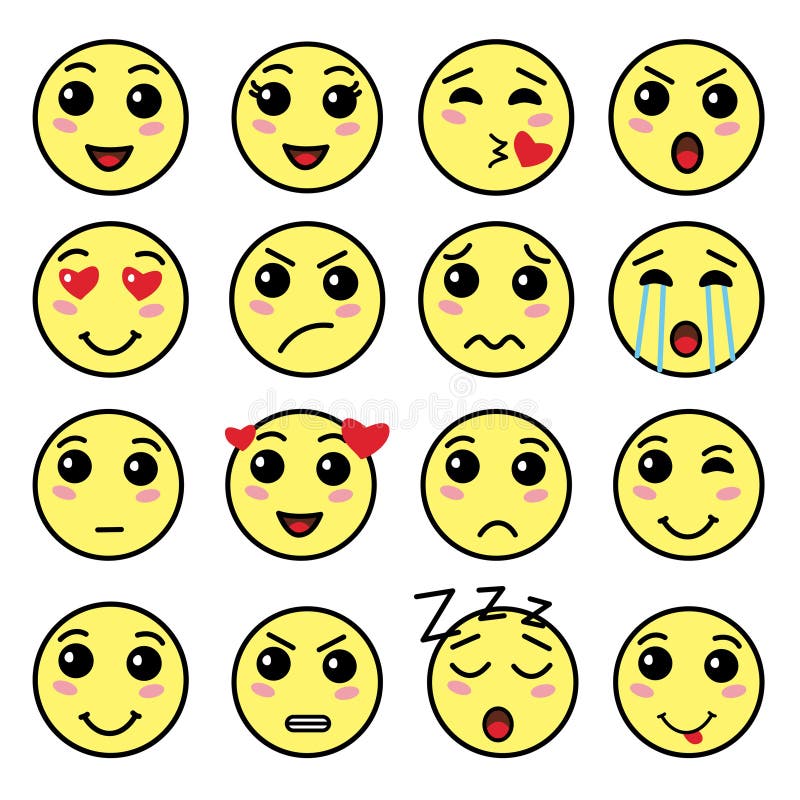 Set of Yellow Charming Human Faces Stock Vector - Illustration of ...