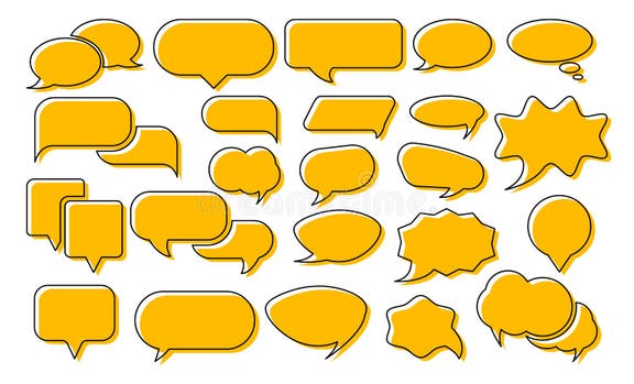 Set of Yellow Chat Message Bubbles Vector Icon. Communication Icons ...