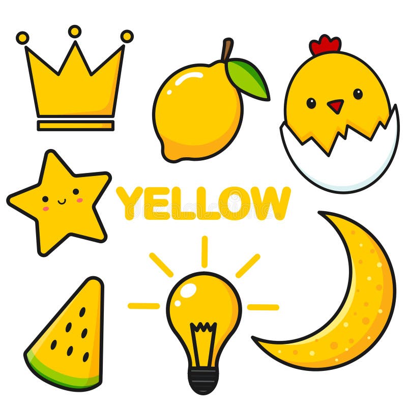 Set of Yellow Color Elements. Yellow Stickers Stock Vector ...