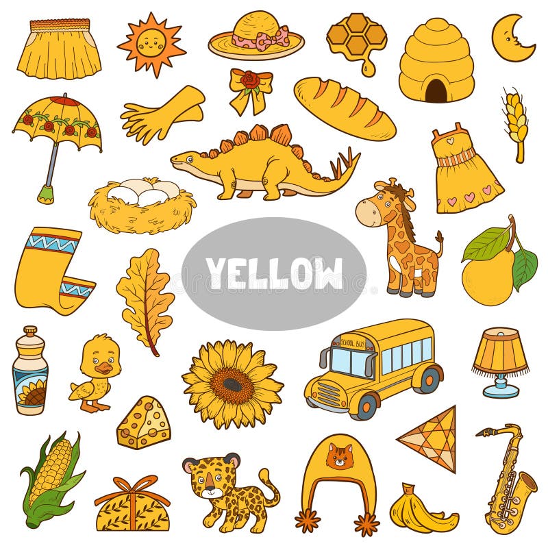 Set of Yellow Color Objects. Visual Dictionary for Children about the ...