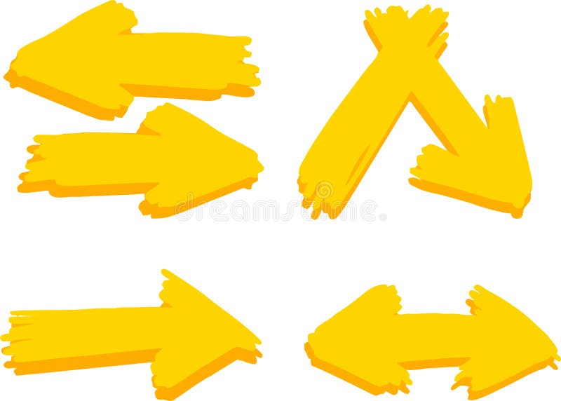 Set of Yellow Colored Curly Arrows Stock Vector - Illustration of line ...