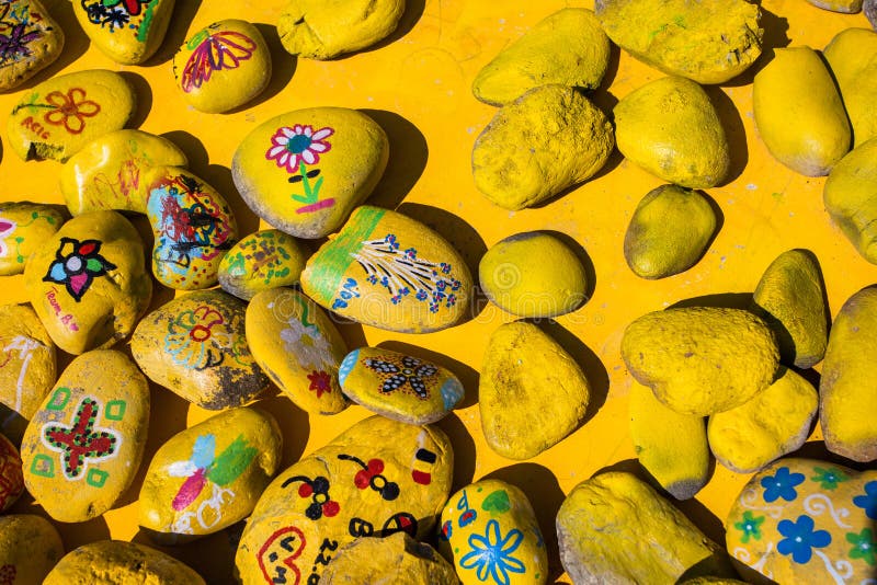 Set of Yellow Colorful Stones Editorial Stock Photo - Image of small ...