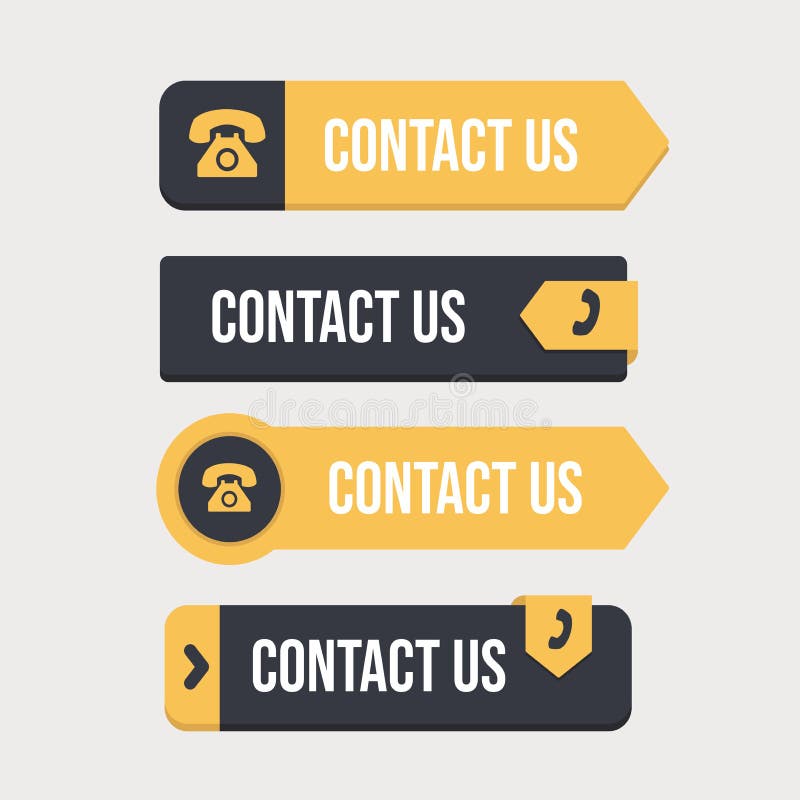Set of Yellow Contact Buttons Stock Illustration - Illustration of ...