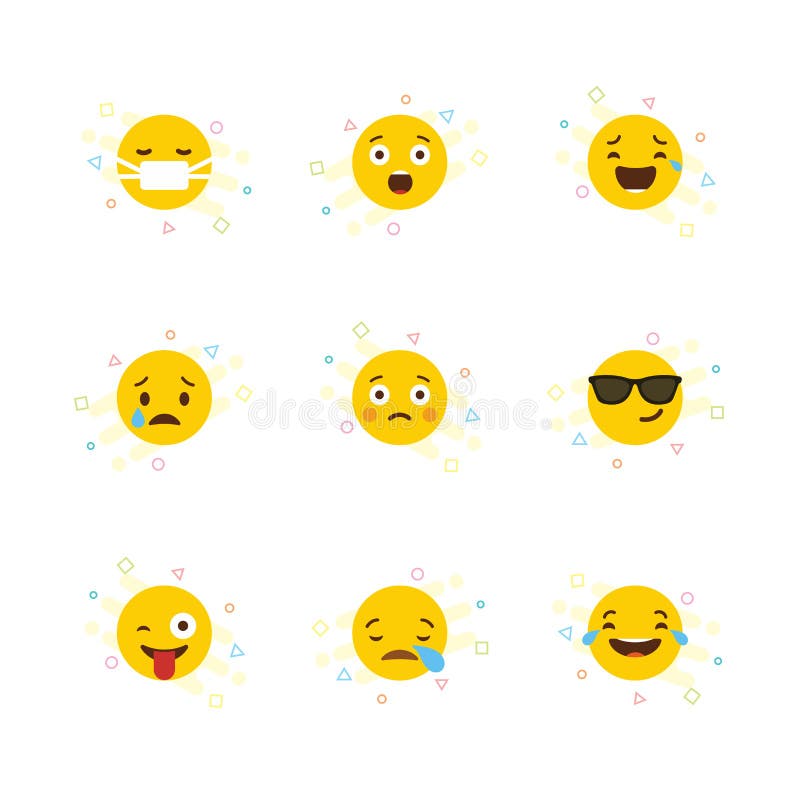 Set of Yellow Emojis Design Vector Stock Vector - Illustration of ...