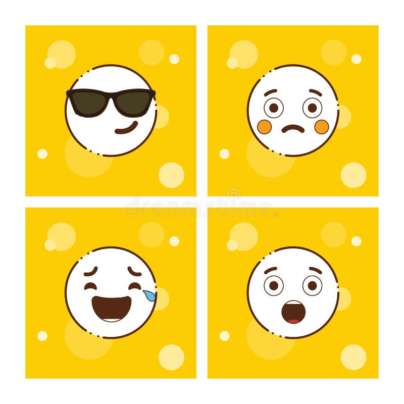 Set of Yellow Emojis Design Vector Stock Vector - Illustration of ...