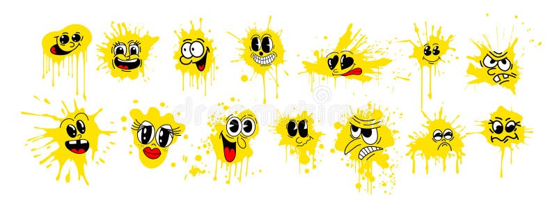 Set of Yellow Emoticons Isolated on White Background. Set of Blots ...