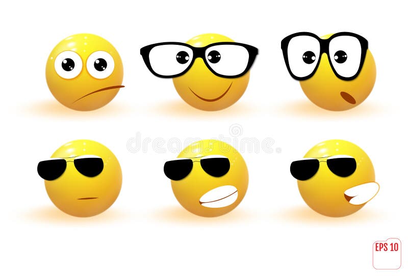 Yellow emotions set stock vector. Illustration of comic - 72776404