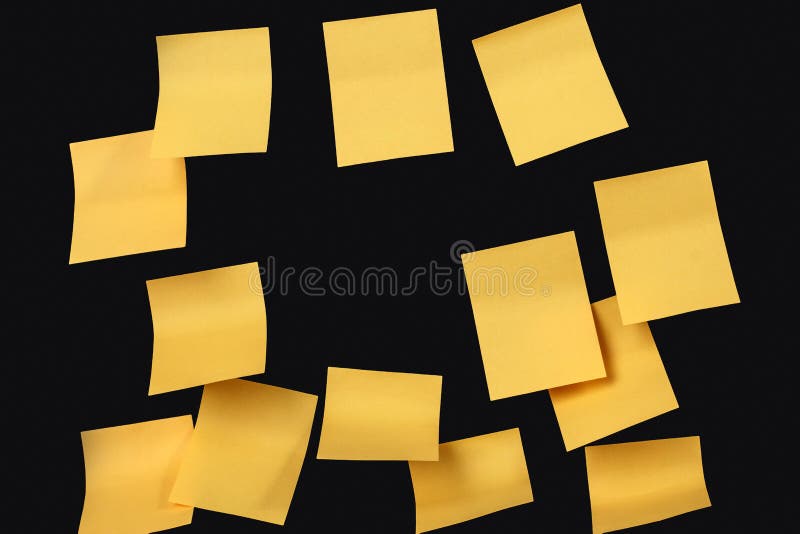 Set of Yellow Folded Note Paper Sheets, Ready for Your Message on Black ...