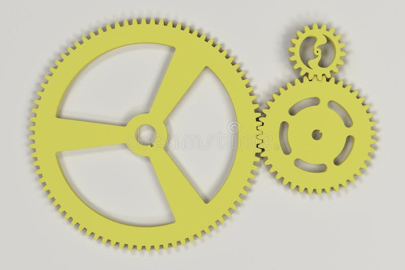 Set Of Yellow Gears And Cogs On White Background Stock Illustration ...