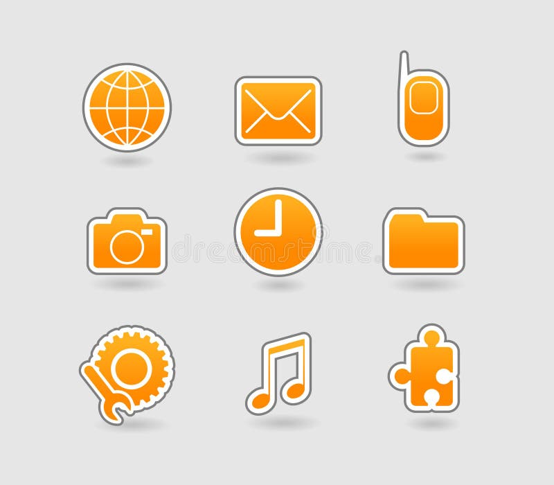 Set of Yellow Icons. Vector Stock Vector - Illustration of computer ...