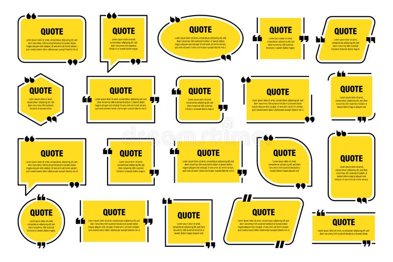 Set of Yellow Isolated Quote Frames. Speech Bubbles with Quotation ... Set of Yellow Isolated Quote Frames. Speech Bubbles with Quotation ...