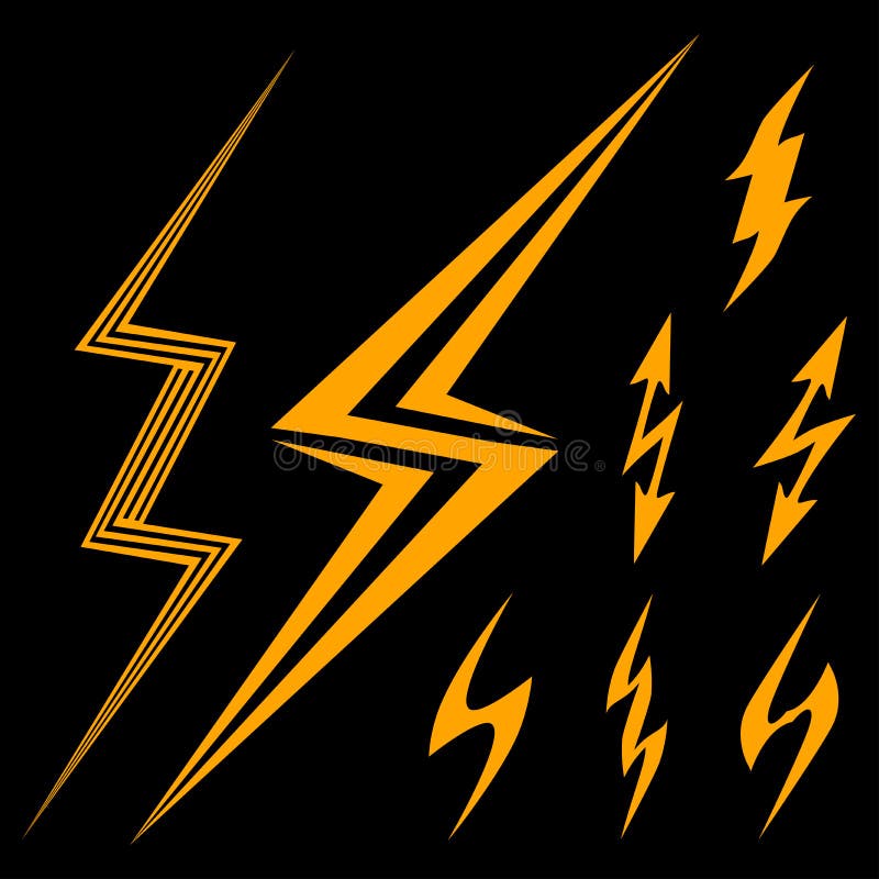 Set of Yellow Lightning Signs Stock Vector - Illustration of elegant ...