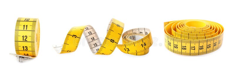 Set of Yellow Measuring Tapes on White Background. Banner Design Stock ...